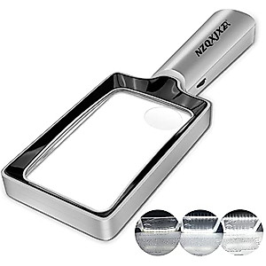 Magnifying Glass with Light, 4X 10X Magnifier with 20 Anti-Glare and Dimmable LED Lights Provides Evenly-Lit Viewing Area for Low Vision Seniors