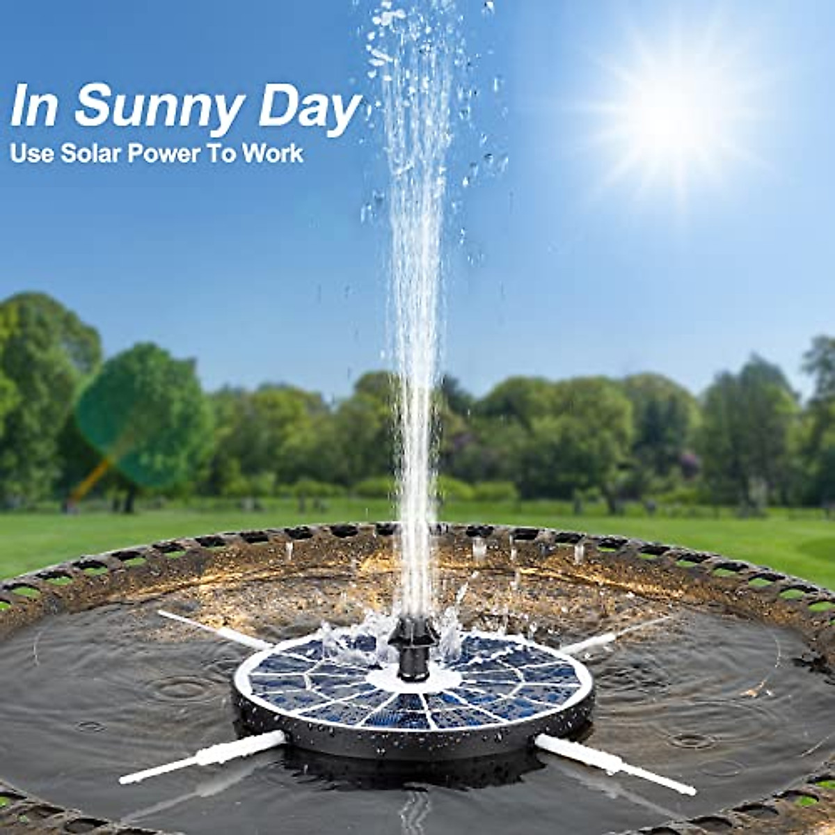 Mademax 3.5W Solar Bird Bath Fountains with 24-Hours Working, Solar and Plug-in Fountain Pump for Bird Bath with 4 Nozzles, Floating Solar Powered Water Fountain Pump for Bird Bath, Garden, Pond, Pool