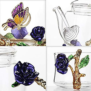 BTaT- Small Glass Tea Set, 2 Fancy Cups, Tea Pot Glass, Tea Kettle Set, Tea Pot, Glass Teapot, Tea Set for Adults, Glass Tea Kettle, Glass Tea Cup, Pretty Tea Cup, Teapot, Mother's Day Gift