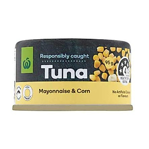 Woolworths Tuna Mayonnaise And Corn 95G - Responsibly caught tuna without use of fish aggregating devices. No artificial colours, flavours or preservatives.