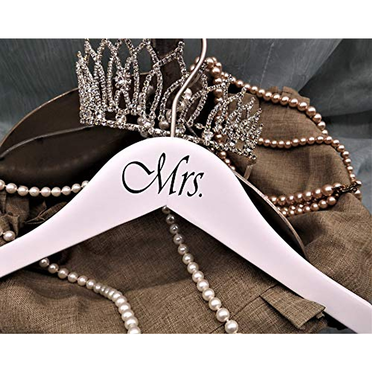 NAHANCO MRMRS20117WH Bridal Hanger Set, White Wood Hangers with Black Imprint (Mr. and Mrs.), 17” (2 Piece Set)