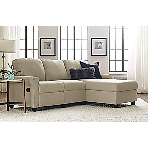 Serta Copenhagen Reclining Sofa Small Couch with Built-in Storage, Low-Maintenance & Family-Friendly Fabric, Right Sectional, Dusk Beige