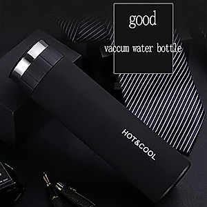 Holeke Flash Water Bottle Stainless Steel Tumblers Vacuum Bottle Thermos Hot Drink Travel Mug Tea Cup With Lid (Black),Holeke,23.5x6.5cm