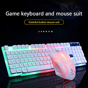QYIYA GTX300 USB Wired 104 Keys RGB Backlight Ergonomic Gaming Mouse Keyboard Set,Black
