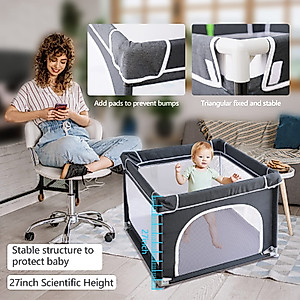 Baby Playpen, HBM Small Playpen for Babies Toddlers, Baby Fence Play Area Indoor & Outdoor Infant Safety Activity Center,Sturdy Play Yard with Anti-Slip Suckers