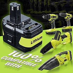 VINIDA 2Pack 18V 9.0Ah High Capacity Replacement for Ryobi 18V Battery Lithium P108 P105 P102 P103 P107 P109 P104 P122 Cordless Tools Battery Pack