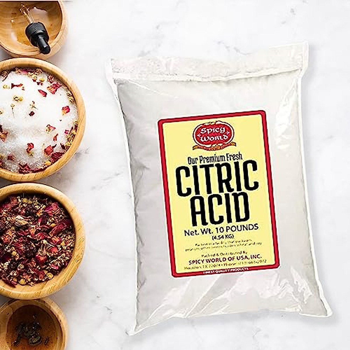 Spicy World Pure Citric Acid, 10 Pound - Food Grade & Non-GMO- Natural Food Preservative, Beauty Ingredient