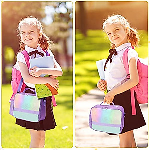 Cerbonny Kids Lunch Box Insulated Kids Lunch Bag for School with Adjustable Shoulder Strap&Bottle Holder,Girls Lunch Box with Durable Zipper Pockets ,Keep Food Cold&Warm for Long Time, Crystal Purple