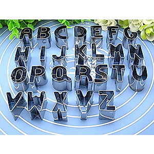 Cookie Cutter Set, 26pcs Stainless Steel Alphabet Letters Biscuit Cookies Cutters Molds, Mini A-Z Shaped Mould Decorating Tool