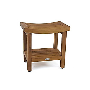 AquaTeak Patented 18" Sumba Teak Shower Bench with Shelf & AquaTeak Premium Teak Oil