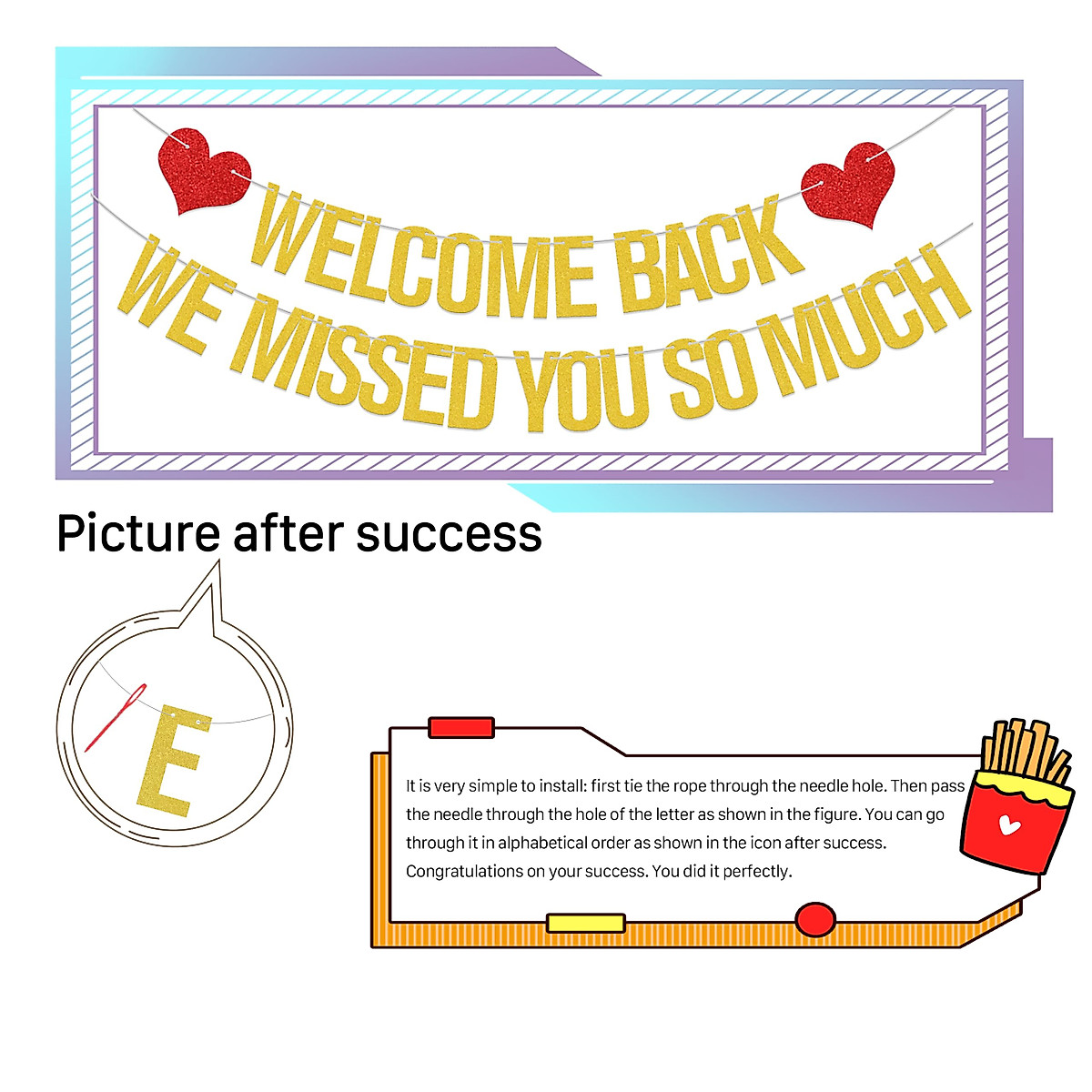 Welcome Back We Missed You So Much Banner, Welcome Back Family Party Decor, Welcome Home We Will Miss You Banner Decorations, Missed You So Much Banner Party Supplies Gold Red