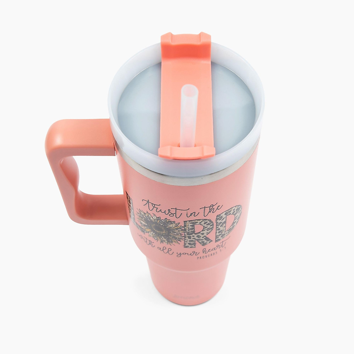 Love in Faith | Stainless Steel Faith-Based 40oz Tumbler with Handle | Vacuum Insulated | Christian Gifts (Trust in The Lord Leopard)