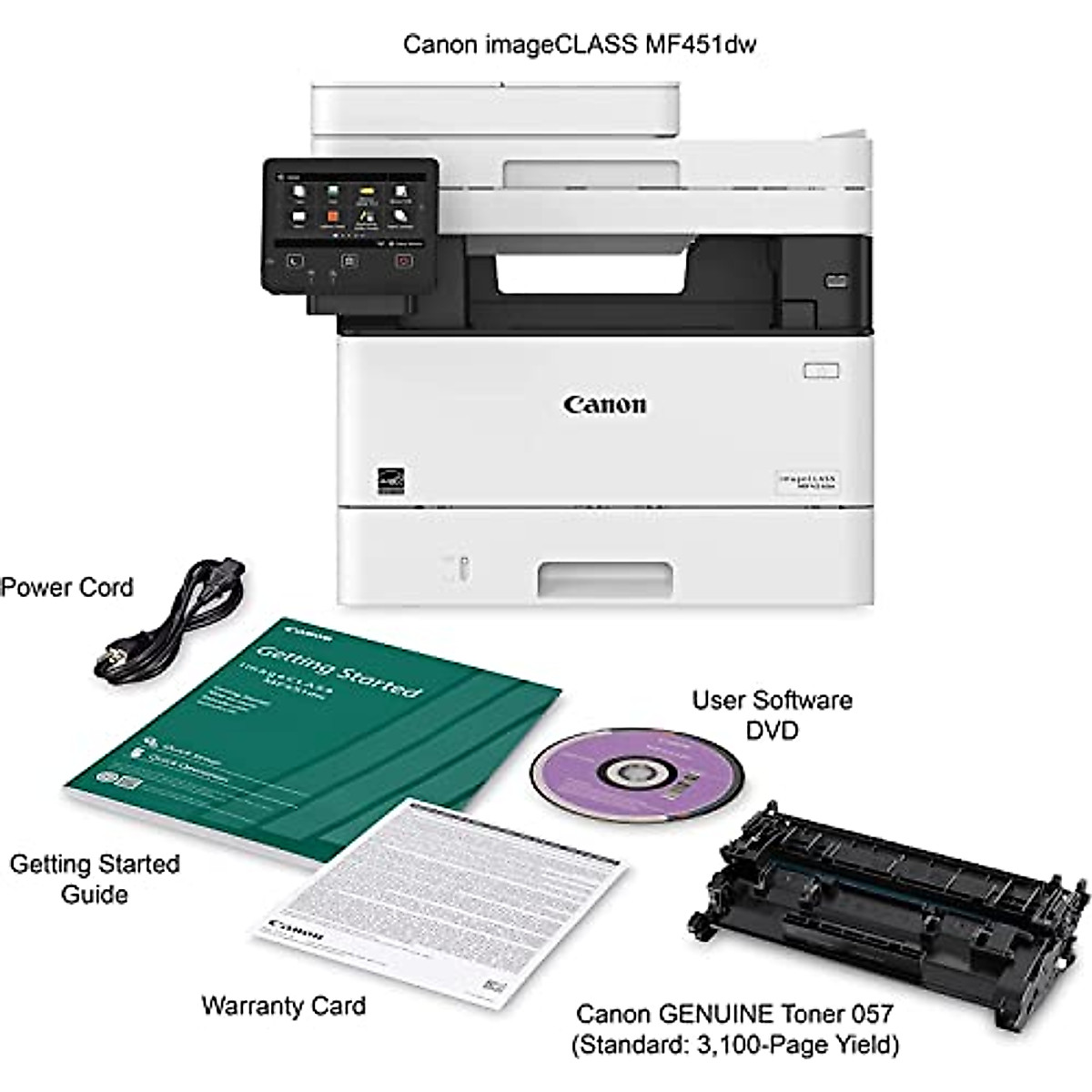 Canon imageCLASS MF451dw All-in-One Wireless Monochrome Laser Printer, Print Copy Scan, 5"inch Color Touch,USB 2.0,8.5" x 14",AirPrint,Durlyfish