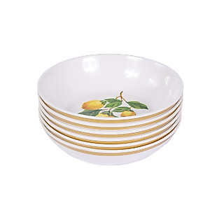 Salad Bowl - 6pcs Melamine Cereal Bowls for Daily Use,Soup Bowls,Durable and BPA Free, Dishwasher Safe, Lemon
