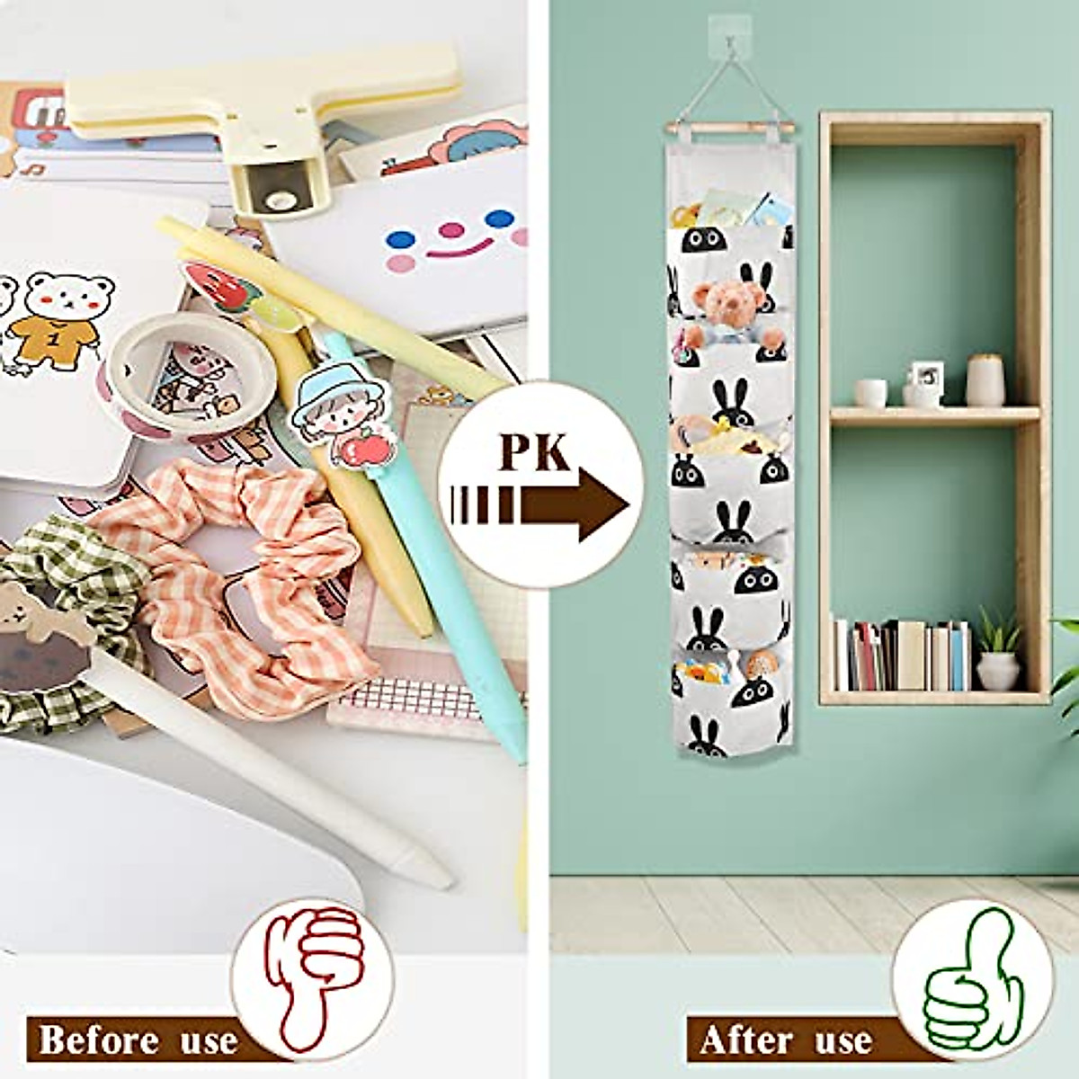 DSVENROLY 3Pcs Hanging Storage Bag with 5 Pockets, Premium Cotton＆Fabric Over The Door Hanging Organizer Waterproof Wall Door Closet Hanging Shelve for Bedroom, Washroom, Living Room