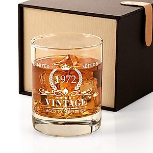Triwol 1972 52nd Birthday Gifts for Men, Vintage Whiskey Glass 52 Birthday Gifts for Dad, Son, Husband, Brother, Funny 52nd Birthday Gift Present Ideas for Him, 52 Year Old Bday Party Decoration