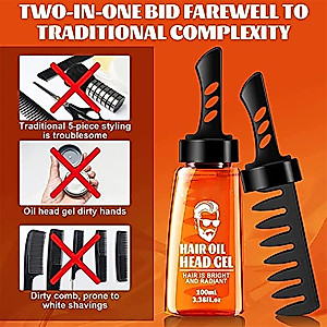 2 in 1 Hair Wax Gel with Comb, Long Lasting Men's Hair Styling Gel Tool Hair Wax, Lightweight Hair Styling Gel, Grooming Hair Gel Moisturizer for Hair Ends, Easy to Wash (3Pcs)