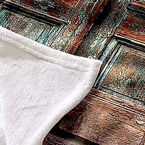 NARBOR Soft Fleece Throw Blanket - Fluffy Microfiber Solid Blankets for Bed and Couch Double/Single Size - 59X79Inch Blue, Wooden Door Printed Flannel Blanket for Bed, Couch and Sofa