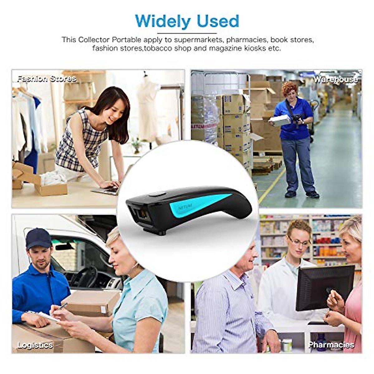 NETUM Bluetooth Barcode Scanner, Wireless 1D Laser USB Bar Code Reader Compatible with Smart Phone, Tablet, PC for Store, Supermarket, Warehouse - C830