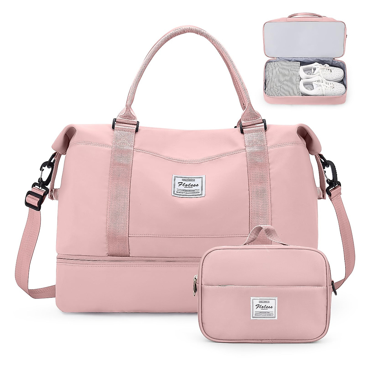 Weekender Bags for Women,Personal Item Travel Bag with Shoes Compartment,Overnight Travel Duffel Bag with Toiletry Bag