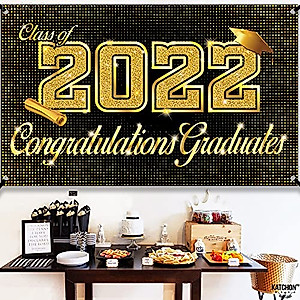 Class of 2022 Congratulations Graduate Banner -72x44 Inch Graduation Banner | Congratulations Banner Black and Gold Graduation Decorations 2022 | Graduation Party Decorations 2022 Congrats Grad Banner