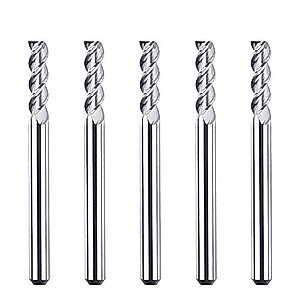 SpeTool 1/8 End Mills for Aluminum 3 Flutes CNC Spiral Router Bits for Aluminum Cut Non-Ferrous Metal Upcut 1.5 inches Long 5 Pieces