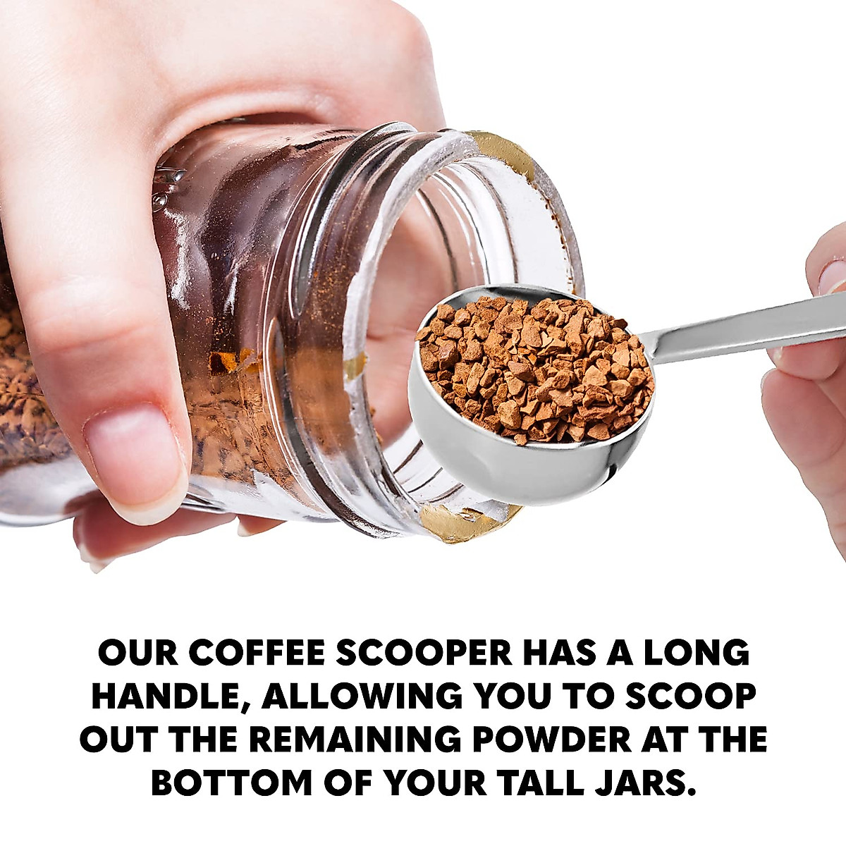 Orblue Premium Coffee Scoop Set - 1 Tbsp (15ml) & 2 Tbsp (30ml) Measuring Tablespoon - Stainless Steel Coffee Measuring Spoon and Scooper with Long Handles - Pack of 2