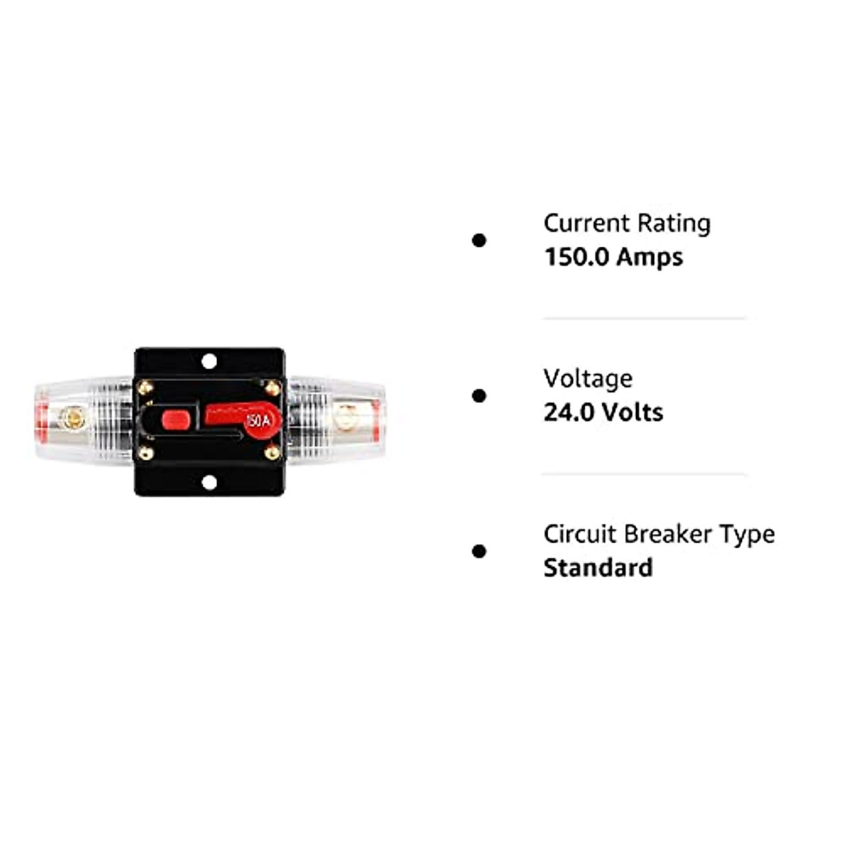 150 Amp Audio Circuit Breaker,12V-24V DC Fuse Holder,20-300A Breaker Switch,Inline Circuit Breaker with Reset Button,for Automotive Marine Boat Audio System Current Overload Protection