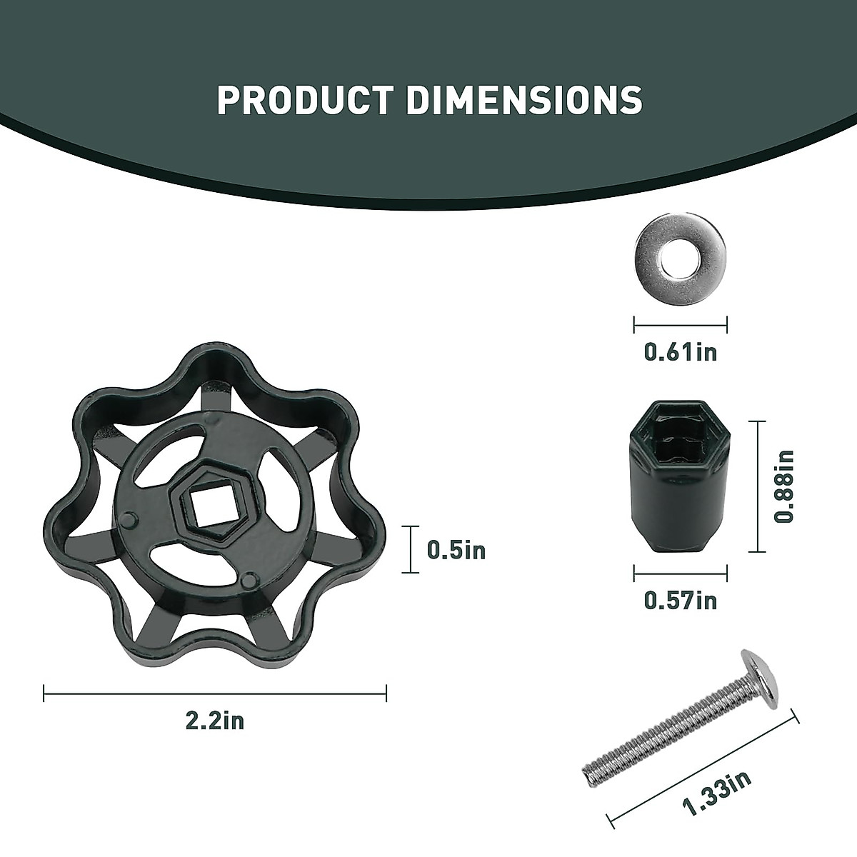 VIDABTE Outdoor Faucet Handle,Hose Bibb Round Wheel Handle for Danco 10006 10006P,Outdoor Water Spigot with Universal Design Adapter and Screws,Water Spigot Hose Bibb Round Wheel Replacement (2 Set)