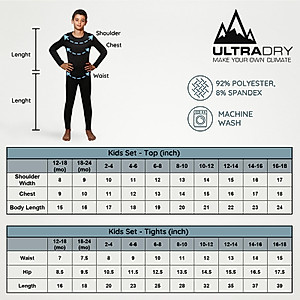 Outland Children's Thermal Set Lightweight Ultra Soft Fleece Interior Very Warm, Black 2-4