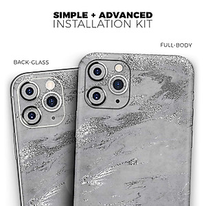 Design Skinz Dark Silver Marble Swirl V9 - DesignSkinz Protective Vinyl Decal Wrap Skin Cover Compatible with The Apple iPhone 7 (Full-Body, Screen Trim & Back Glass Skin)