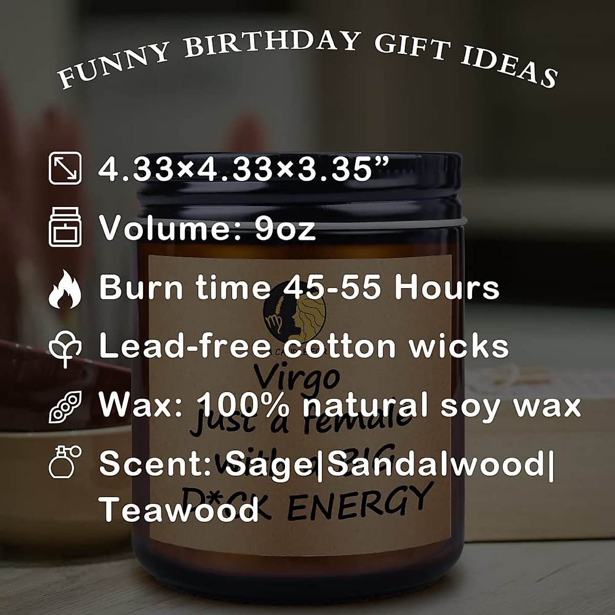 Funny Birthday Gifts for Women Men, Unique Virgo Candle Bday Gifts for Her Best Friends Woman Mom Sister Girlfriend 21st 30th 40th 50th, Fun Present for Grandma Wife Husband Frendship Ideas