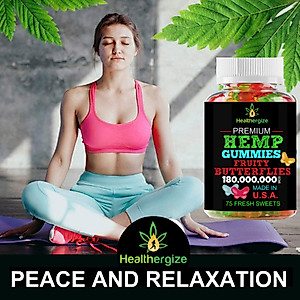 2PACK Hemp Gummies-Fresh Butterflies and Delicious Hemp Gummy Peach-for Sleep, Calm and Relax-Inflammation Natural Hemp Party-Made in USA