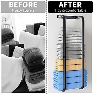 YYP Towel Racks for Bathroom, Towel Rack Wall Mounted, Stainless Steel Towel Holder for Bathroom Wall, Easy to Install Bathroom Towel Storage, Black