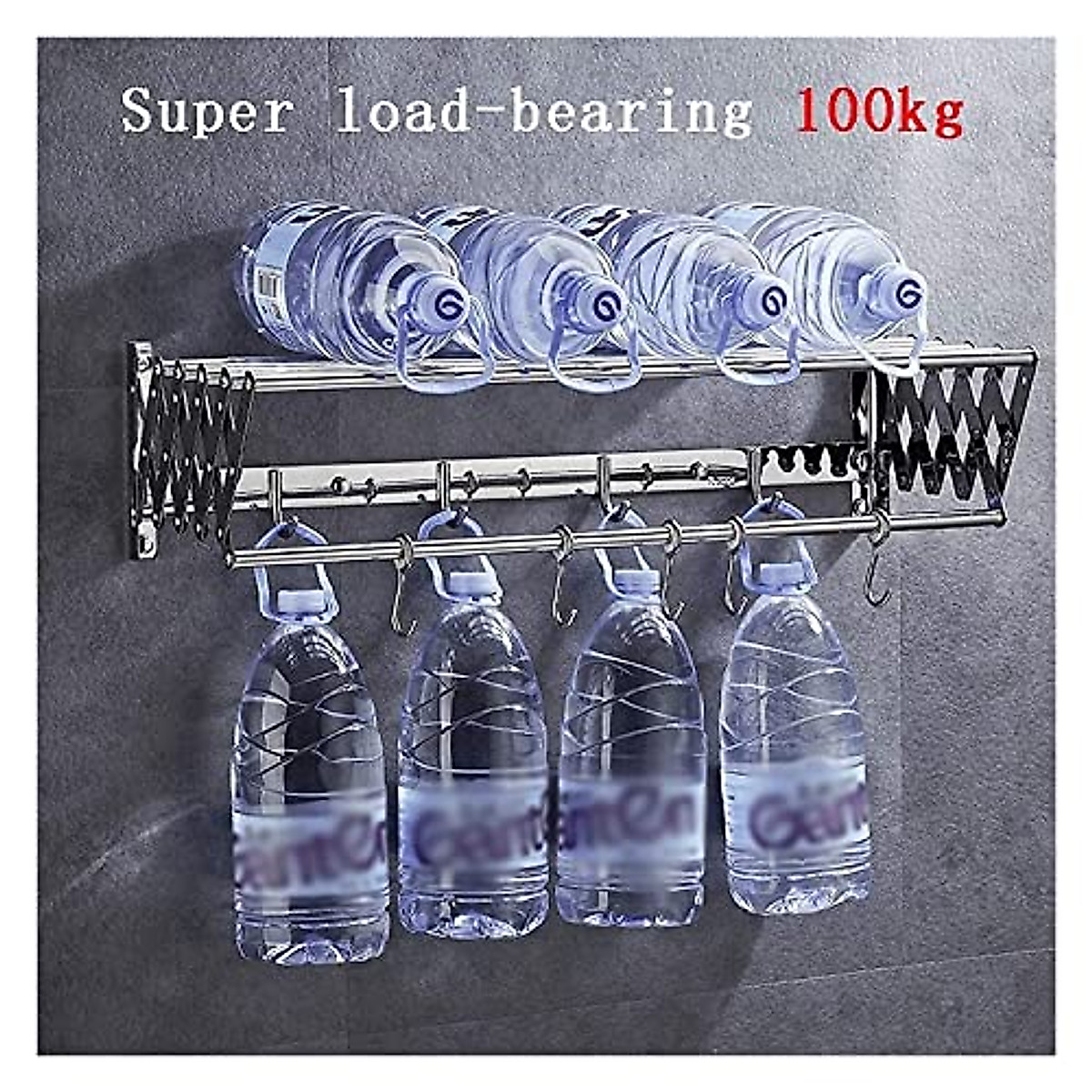 XMCX 50-80cm Laundry Drying Rack Airer -Wall Mounted - Retractable - Clothes Dryer Collapsible Folding Towel Shelf with Hooks Washing Line Easy Storage (Color : 5 Hook, Size : 80cm)