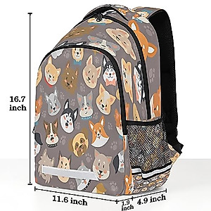 GzLeyigou Cute Husky School Backpacks for Boys Girls Cute Corgi BookBag for Teen Girls Travel Schoolbag for Boys Girls Middle High school Bookbags