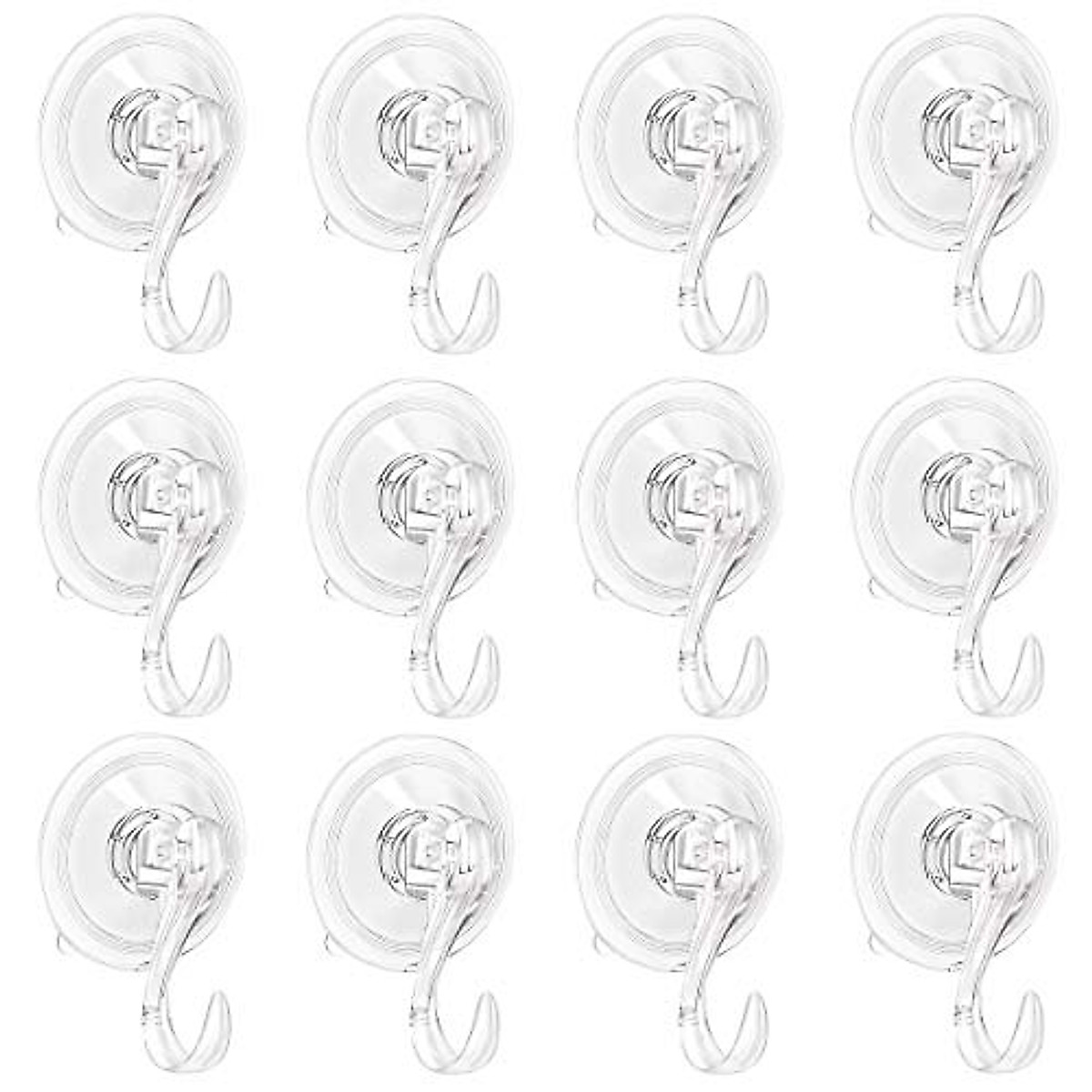 12PCS Wreath Hanger, Suction Cup Hooks with Key Lock, Heavy Duty Shower Suction Cup Hook Wall Door Glass Window Bathroom Suction Cups Hook, Door Hanger, Vacuum Plastic Hooks Holds up to 22Lbs