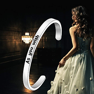 LQRI The Princess Inspired Bracelet As You Wish Cuff Bangle Princess Inspired Quote Gift for Women (B-As you wish)