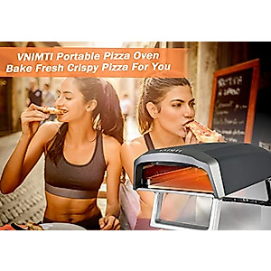 VNIMTI 12” Outdoor Gas Pizza Oven Portable Stainless Steel Pizza Grill with Pizza Stone, Peel and Cutter, Foldable Feet, Adjustable Heat Control, Great Addition for Outside, Kitchen, Party, Backyard