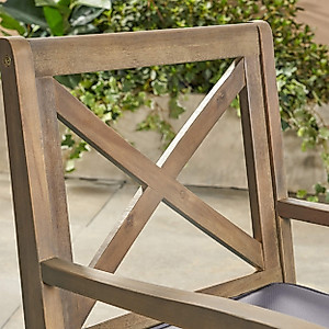 Christopher Knight Home Peter | Outdoor Acacia Wood Dining Chair Set of 2, Grey/Grey Cushion