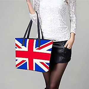 Womens Handbag Union Jack Leather Tote Bag Top Handle Satchel Bags For Lady