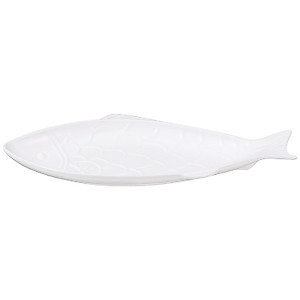DOITOOL White Ceramic Fish Plate Unique Design Fish Serving Platter Dish, Fish Shape Platter for Fish, Sushi, Fruit or Cheese for Kitchen Restaurant Tableware ( White ) Serving Platter
