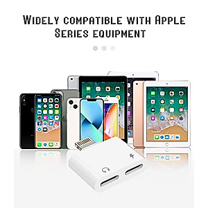 Iphone Dual Lightning Headphone Adapter(2pack)Audio Charge Dongle Jack Splitter 2in1 Charger AUX Music Earbud Adaptador Para Apple MFI Certified Compatible for 7 8Plus X 13 12 11 Pro Max Mini Xs Se Xr