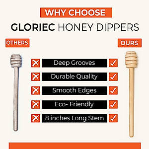 10 Pcs Honey Dipper Sticks - 6 Inch Wooden Honeycomb Sticks, Honey Stirrer Stick For Honey Jar Dispense Drizzle Honey and Wedding Party Favors Gift