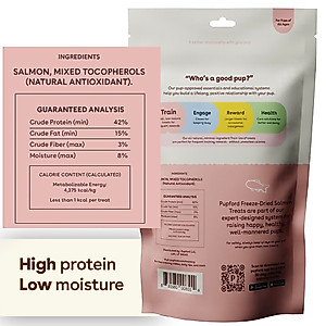 Pupford Freeze Dried Training Treats for Dogs & Puppies, 475+ Two Ingredient Bites (Salmon, 4 oz)