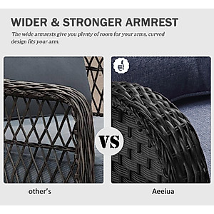 Outdoor Furniture Set, 3 Pieces Rattan Wicker Swivel Chair Coversation Set with Side Table