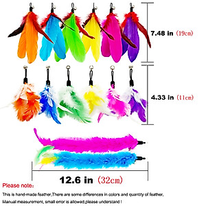 TIENAILING Cat Feather Toys Refills Cat Wand Replacement Feathers, 14 PCS Feathers Cat Toy Refills, Cat Toys Feathers for Cat Wand