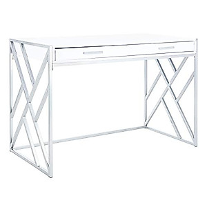 Safavieh Home Office Elaine Modern White and Silver 1-drawer Desk