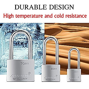 50mm Long Shackle Padlocks for Outdoor Use All Weather Resistant, Alloy Steel Heavy Duty Lock with 4 Keys