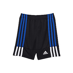 adidas boys Clashing 3-stripes Shorts, Black With Team Royal Blue, 4-8 Years US